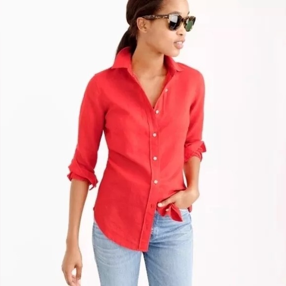 J. Crew | Tops | Jcrew Linen Blend Perfect Shirt | Poshmark